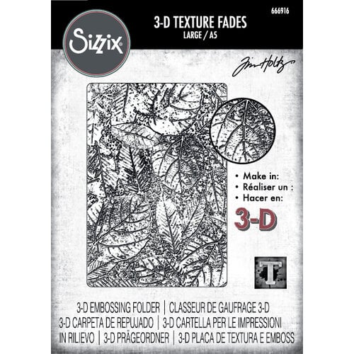 Sizzix 3-D Texture Fades A5 Embossing Folder - Foliage Large by Tim Ho – AALL & Create