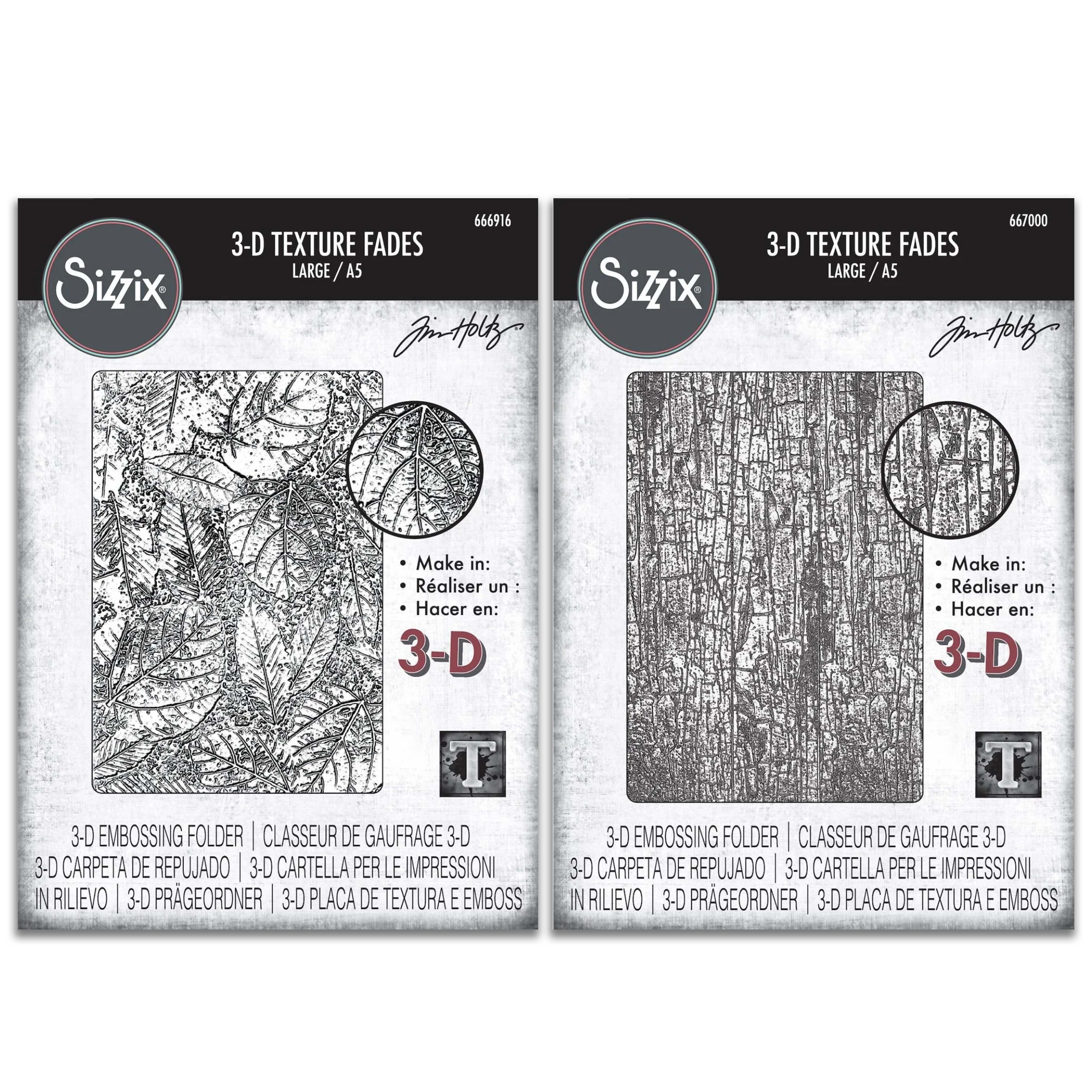 Sizzix 3-D Texture Fades Embossing Folder Bundle by Tim Holtz – AALL & Create
