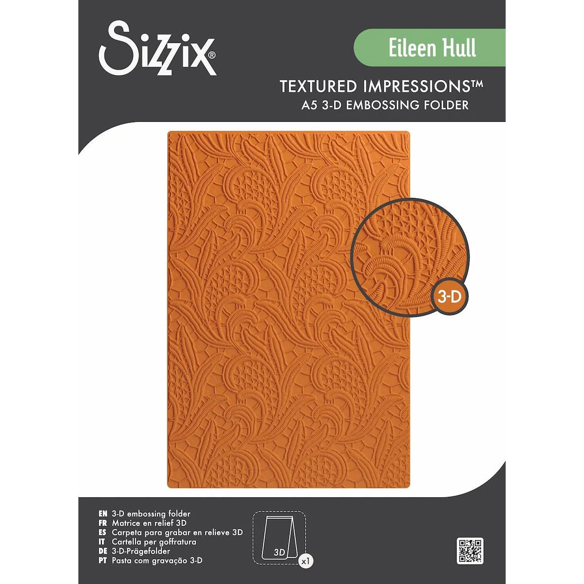 Sizzix 3D Textured Impressions A5 Embossing Folder Lacy Leaves by Eile – AALL & Create
