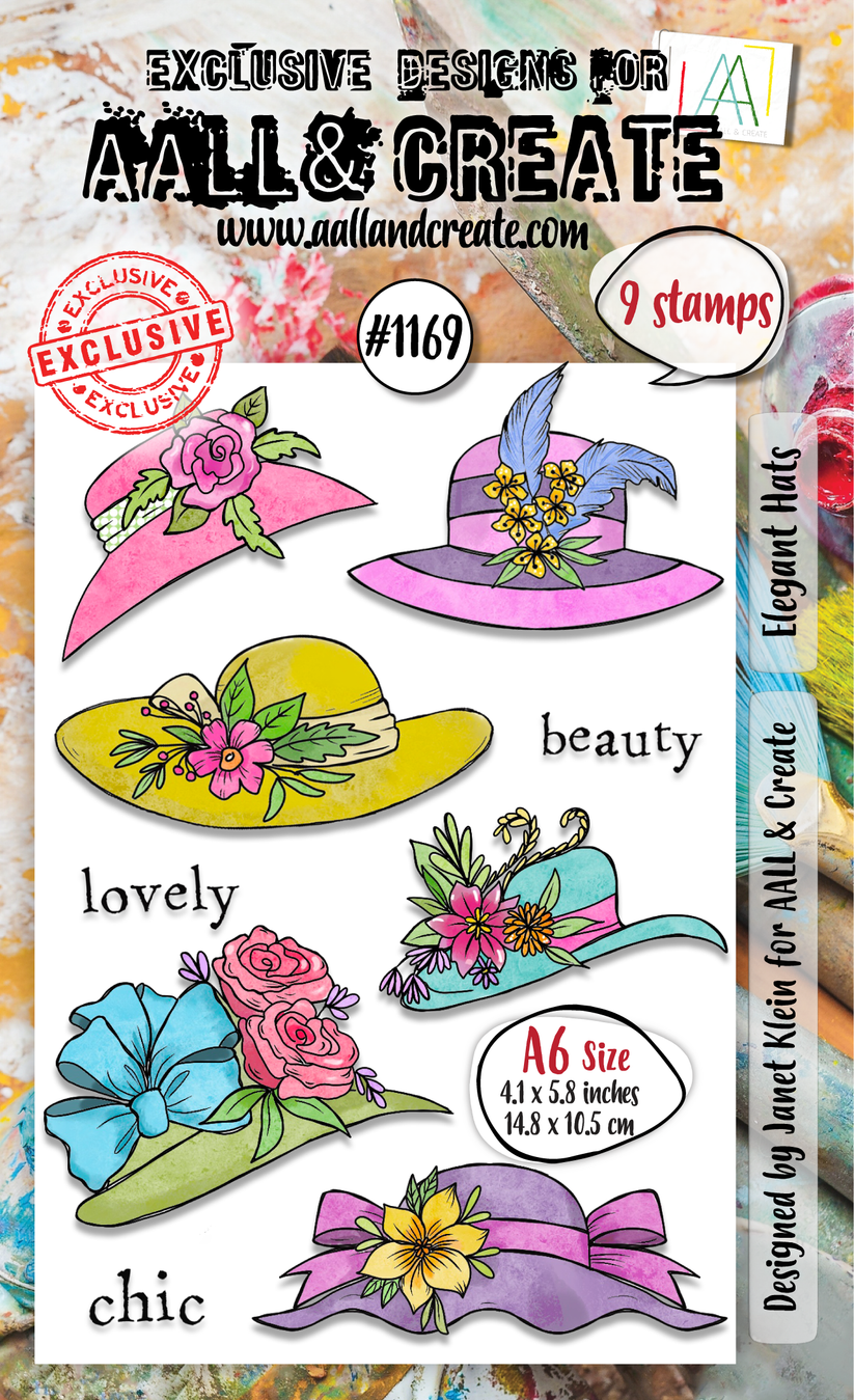 #1169 - A6 Stamp Set - Elegant Hats – AALL & Create