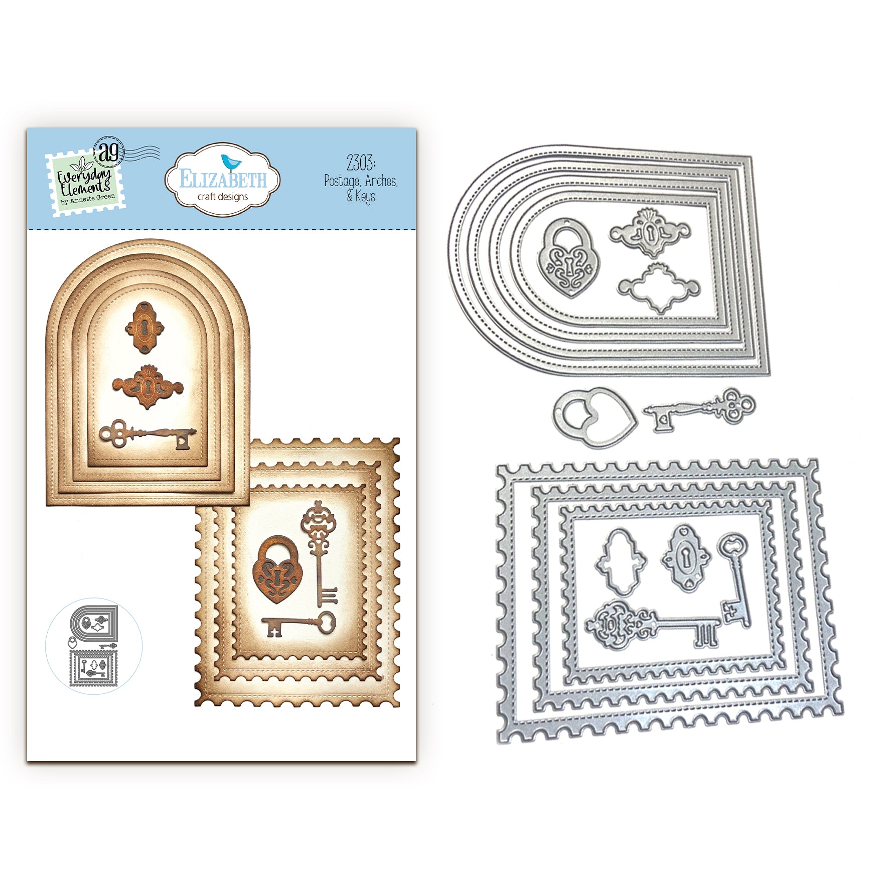 Elizabeth Craft Designs Romantic Revival - Die Postage, Arches & Keys ...