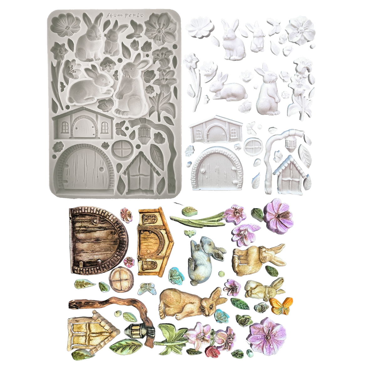 Stamperia Rabbit and Flowers A5 Silicon Mould – AALL & Create