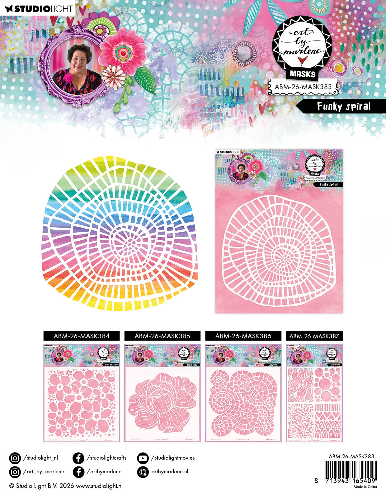 Art By Marlene Mask Funky spiral Art by Marlene 203x203x1mm 1 Piece ...