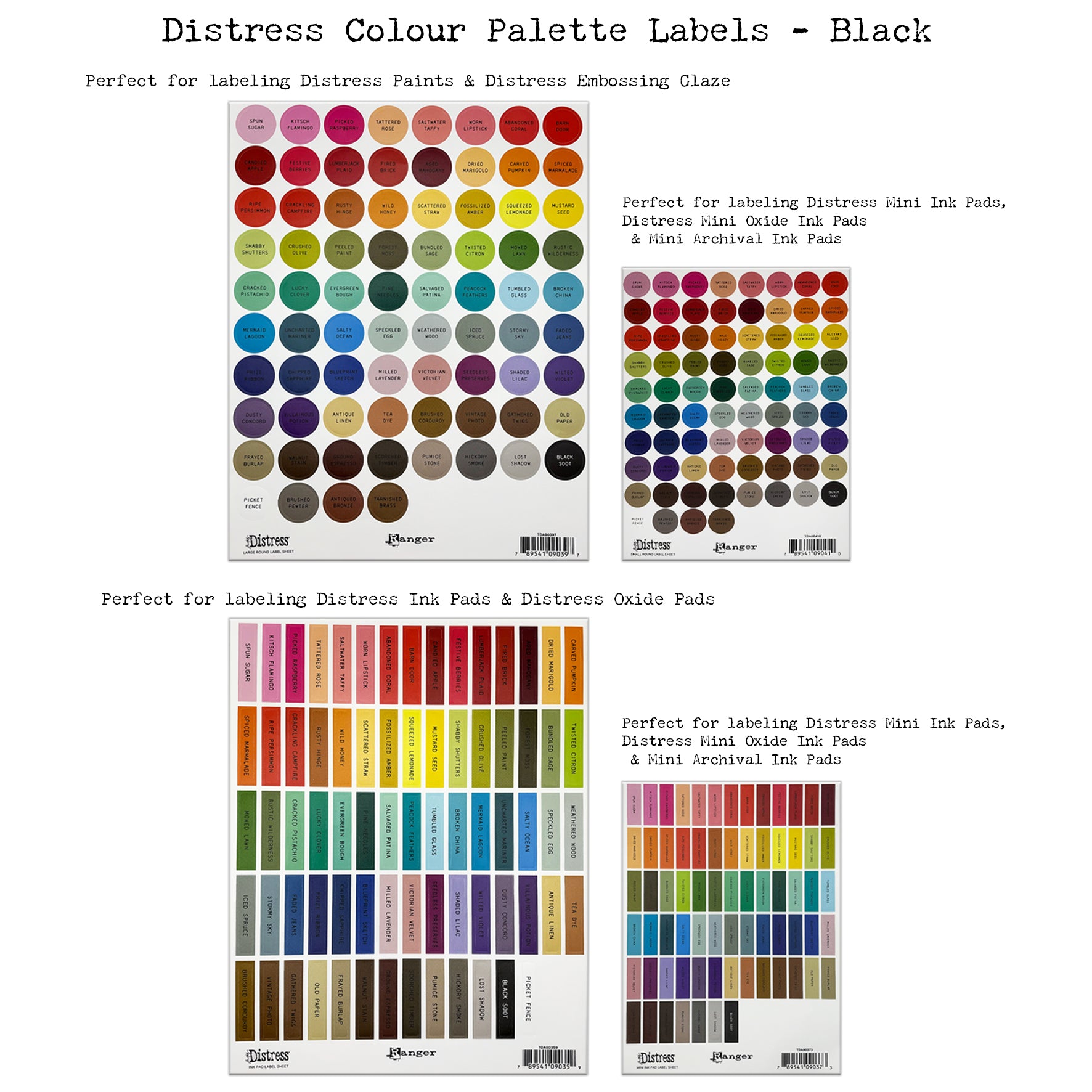 Ranger Tim Holtz Distress® Label Sheets Assorted - Black Printing ...