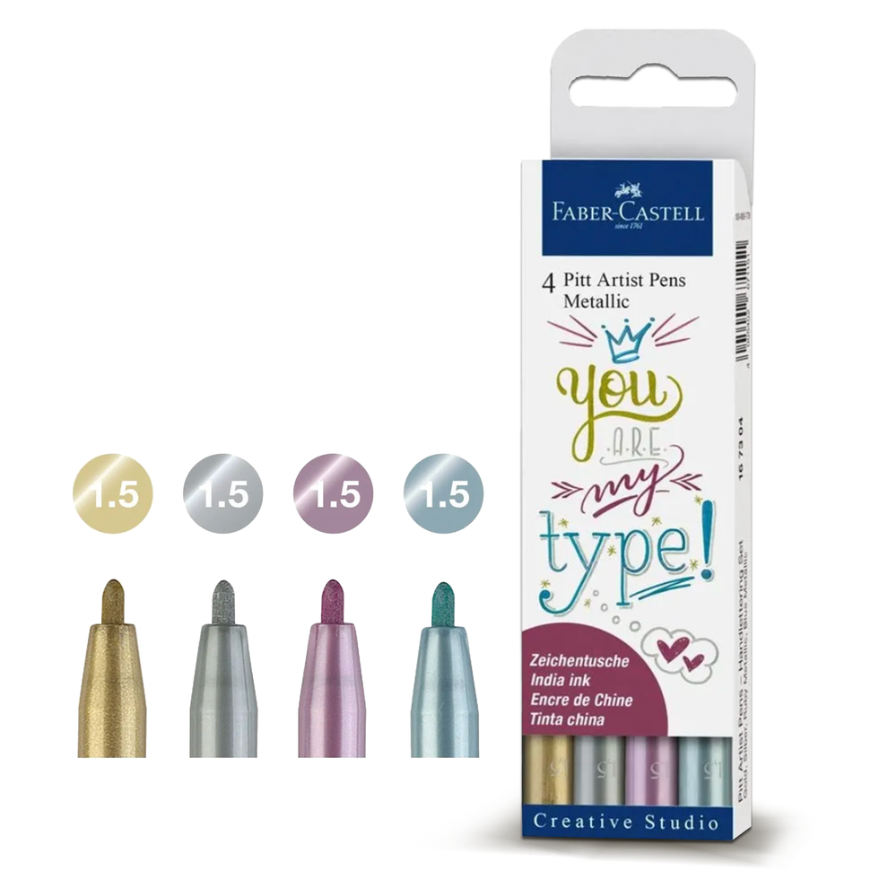 Faber Castell Drawing Pen Pitt Artist Set Metallic (4pcs) – AALL & Create