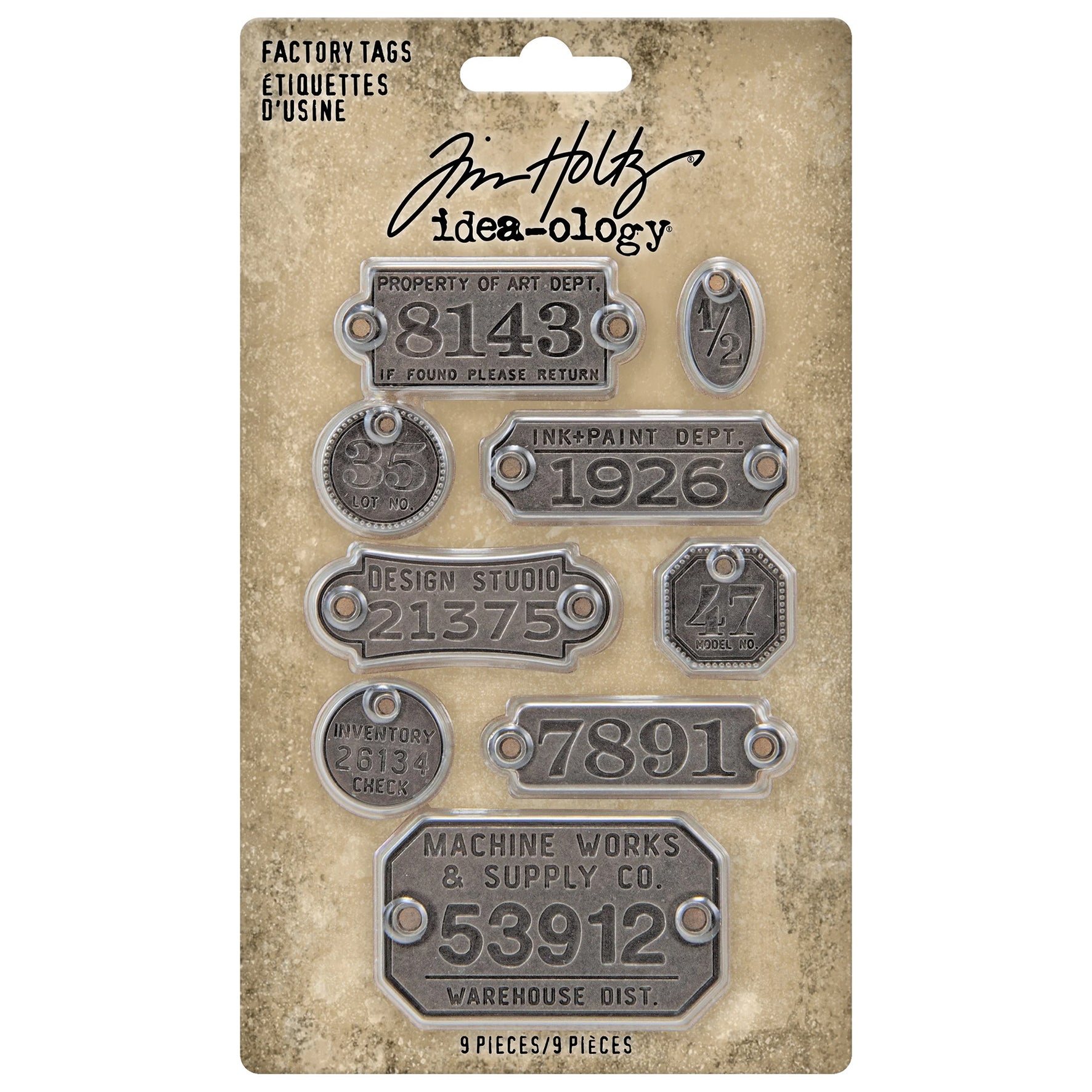 Idea-ology Tim Holtz Metal Factory Tags - 9 Pcs – AALL & Create