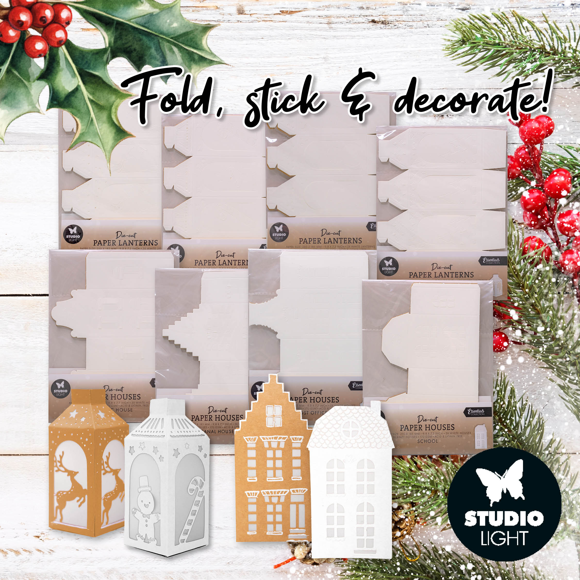 Studio Light Essentials Die-cut Paper Lanterns & Houses Collection ...