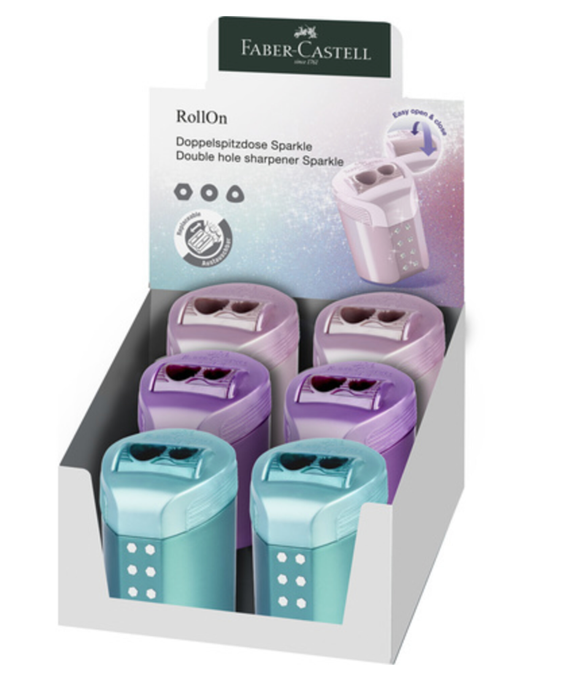 Faber Castell RollOn Sparkle Sharpener Double Hole Metallic Pink – AALL ...