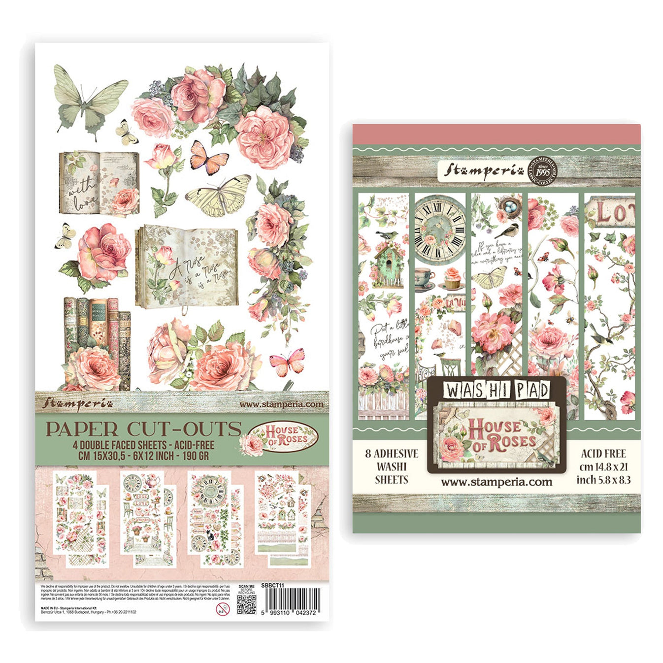 Stamperia House of Roses Washi & Paper Cut Outs Bundle – AALL & Create