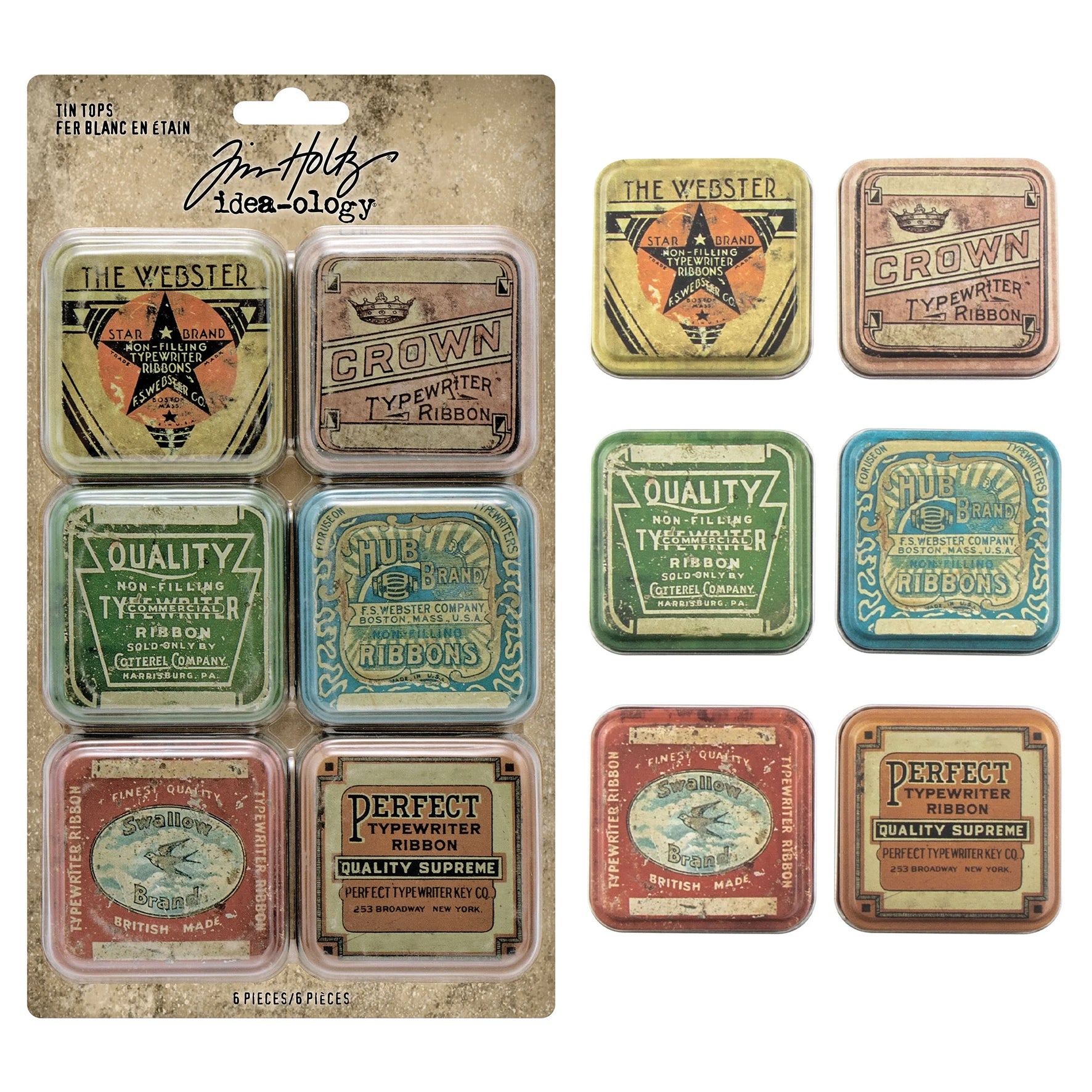 Idea-ology Tim Holtz Tin Tops- 6 Pcs – AALL & Create