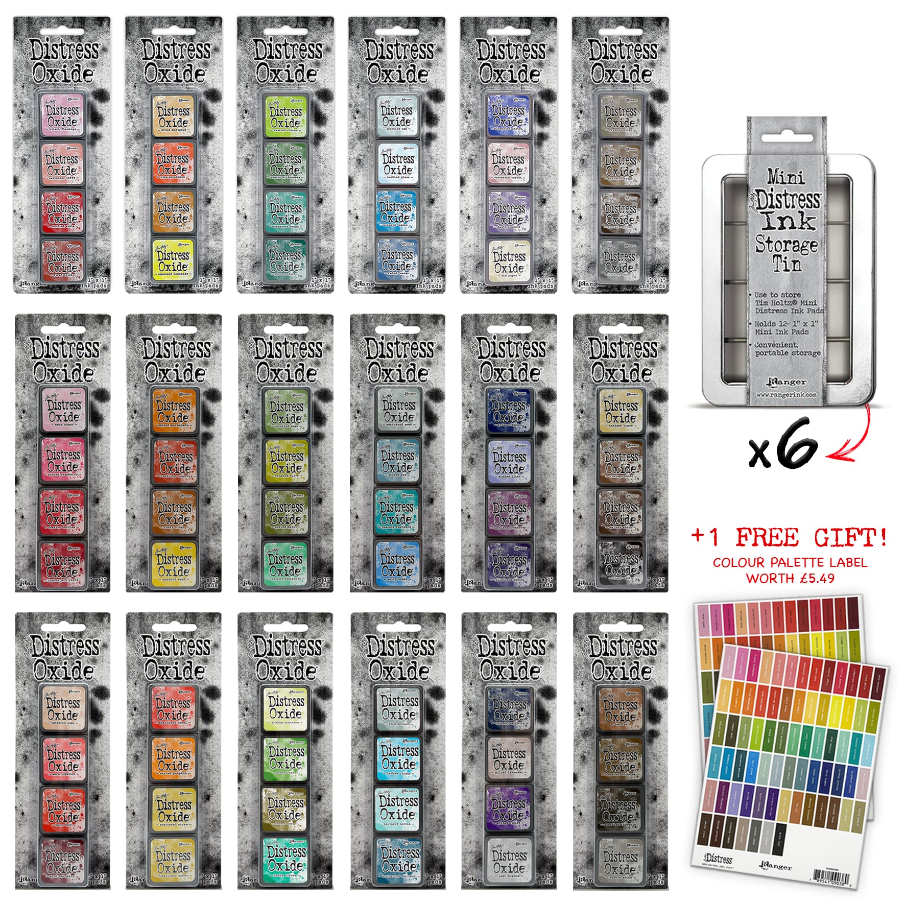 Ranger Tim Holtz Distress® Mini Oxide Ink Pads Kits 1-18 + 6 Storage T ...