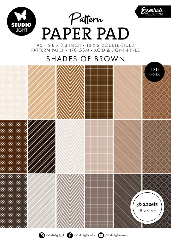 Studio Light Shades Of Brown Essentials A5 Pattern Paper Pad – AALL ...