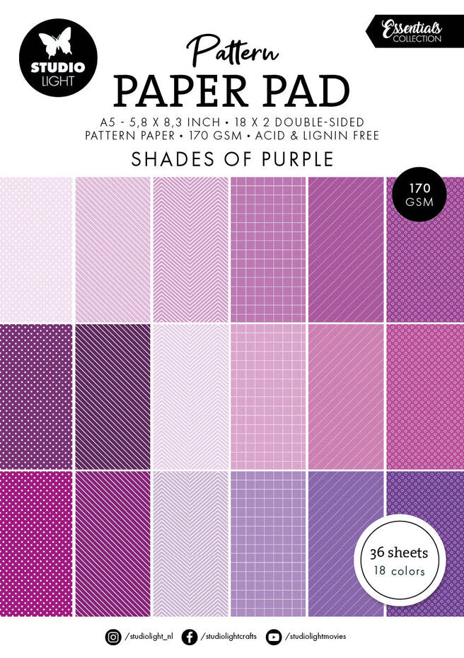 Studio Light Shades Of Purple A5 Pattern Paper Pad – AALL & Create